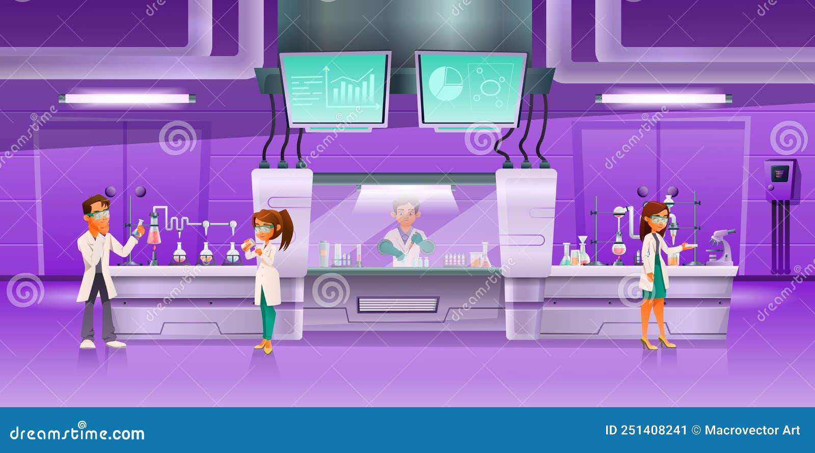 Scientists Cartoon Composition Stock Vector - Illustration of hospital ...