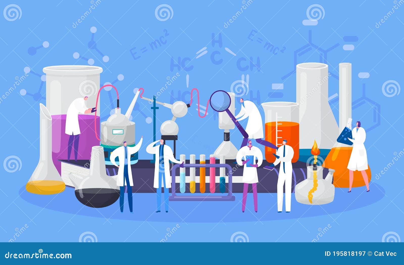 Scientists Characters in Chemical Laboratory Conduct Experiment in ...