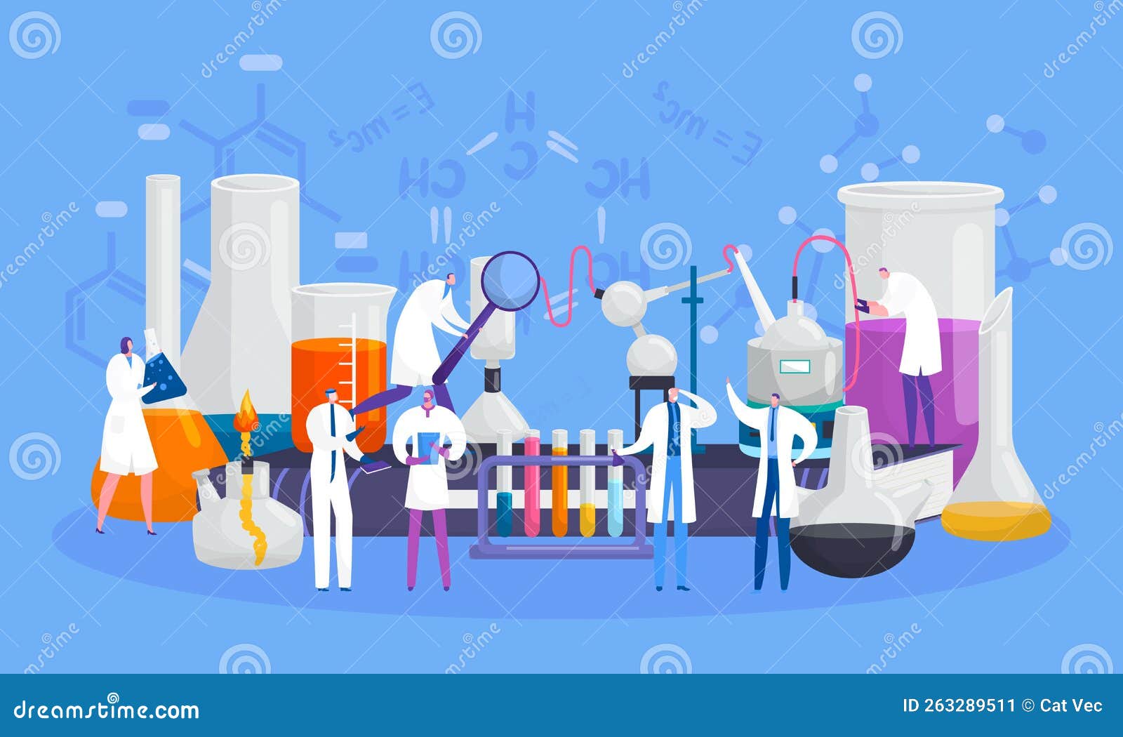 Scientists Characters in Chemical Laboratory Conduct Experiment in ...