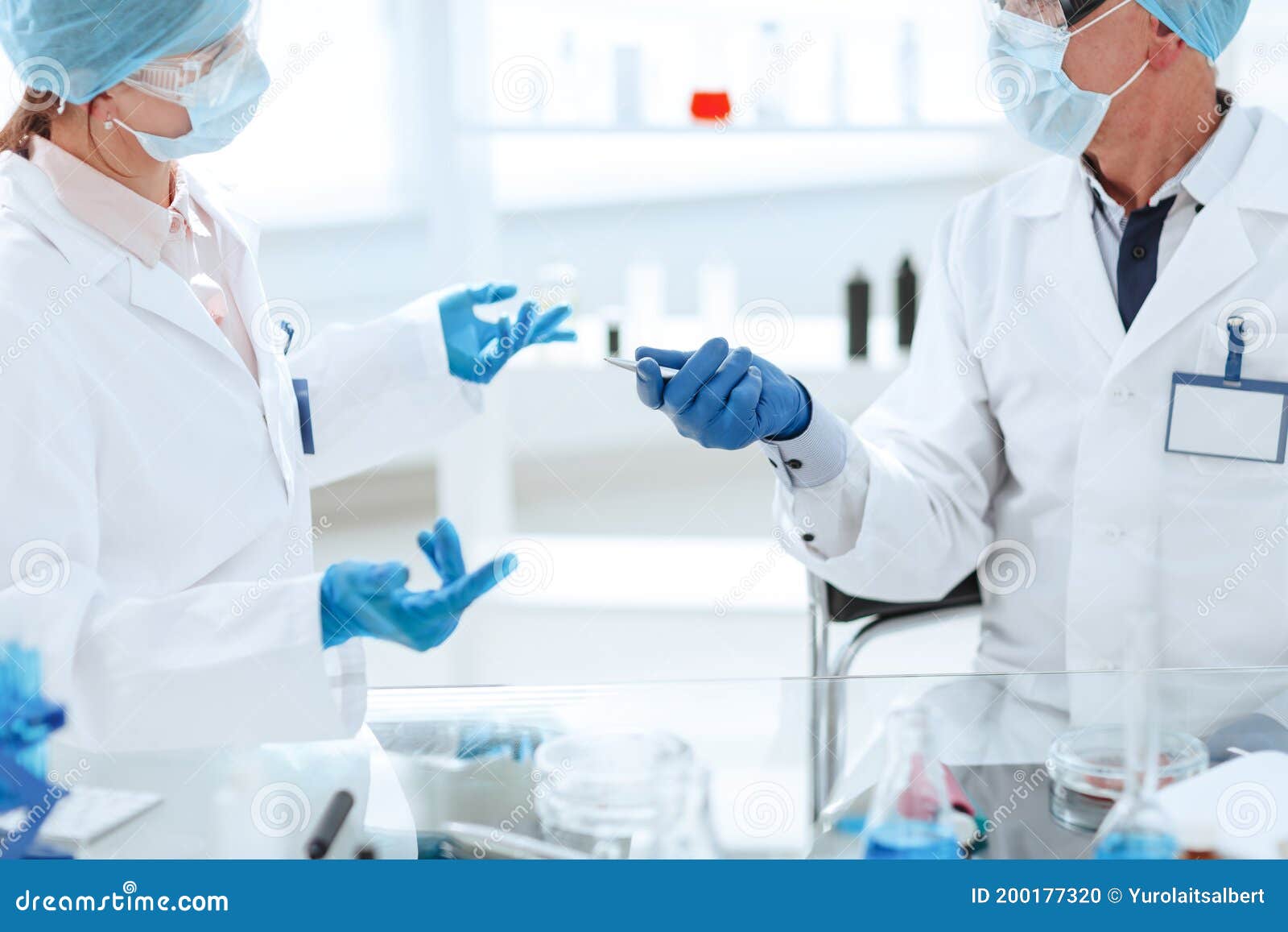 Scientists Colleagues Discussing Something Sitting at the Laboratory ...