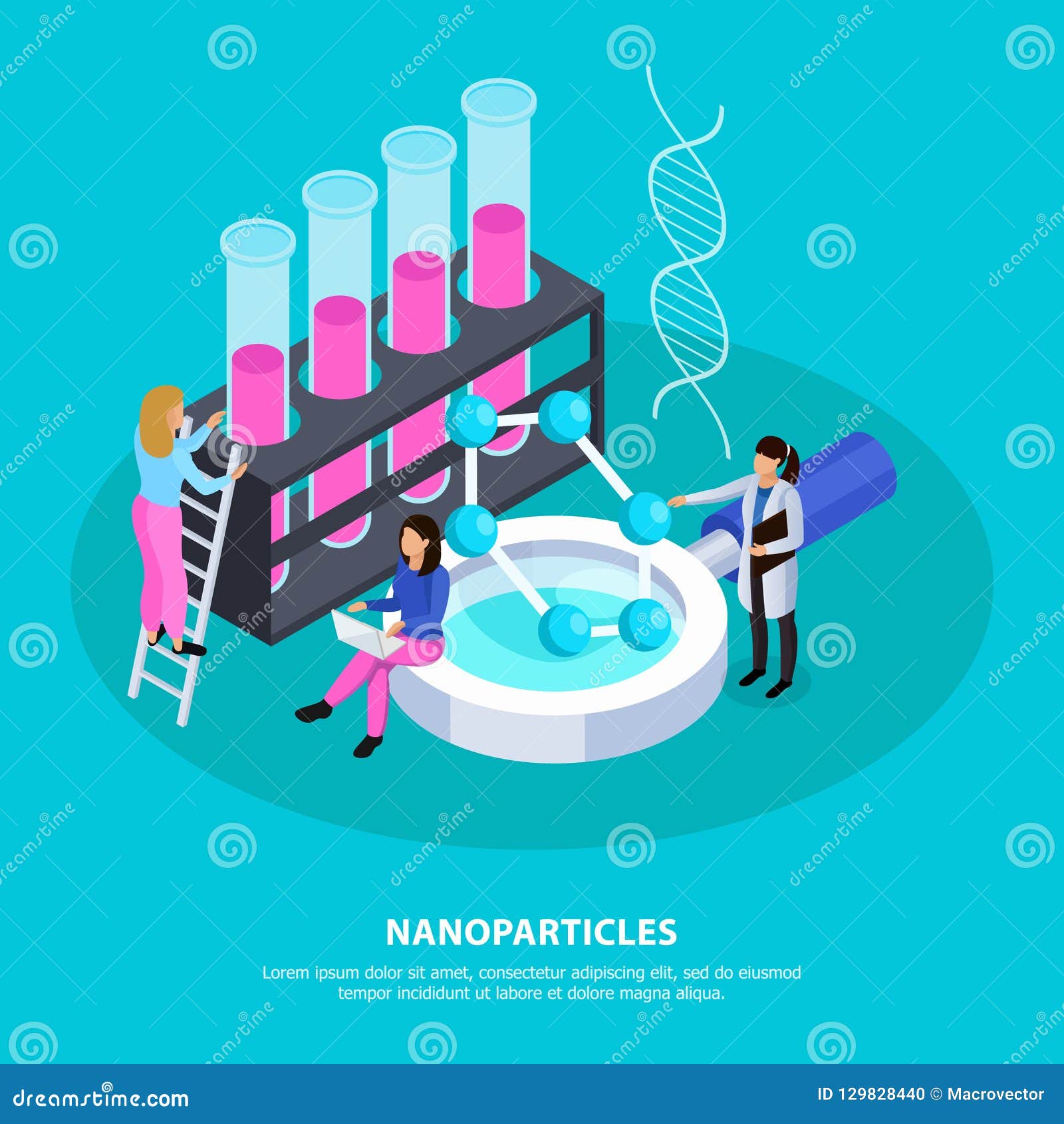 Nano Particles Isometric Background Stock Vector - Illustration of cell ...