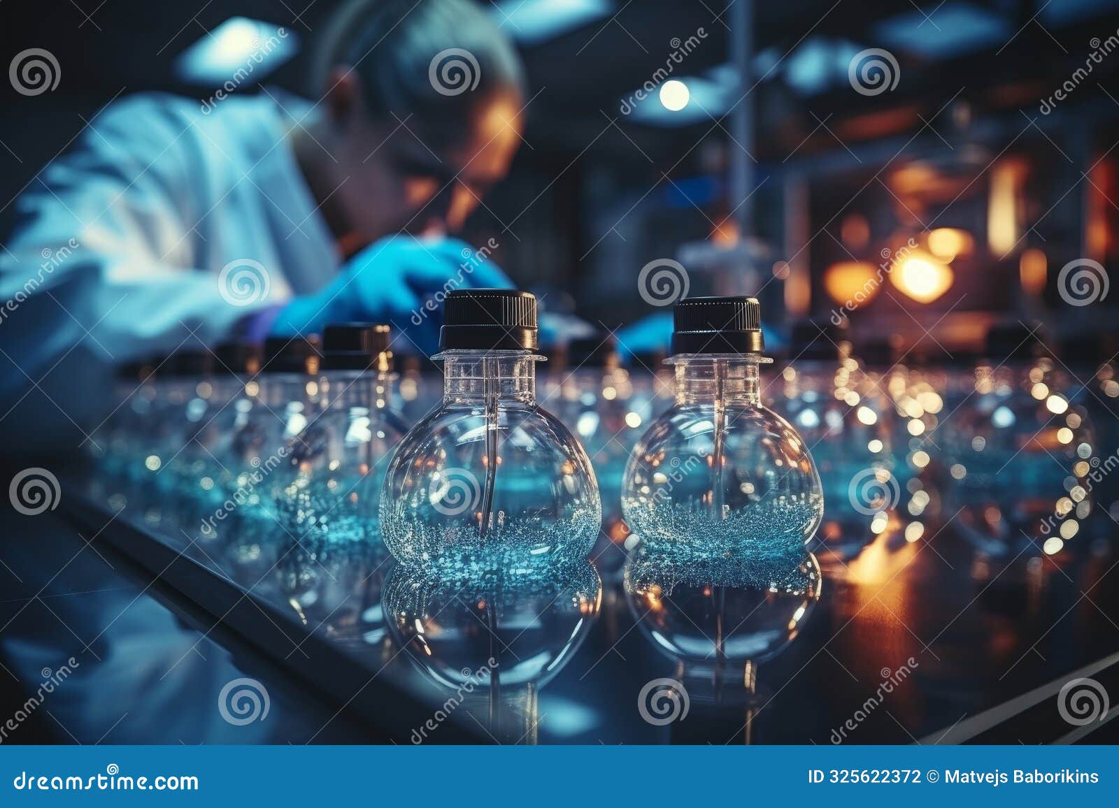 Scientists Conducting Experiments with Beakers and Microscopes in a ...