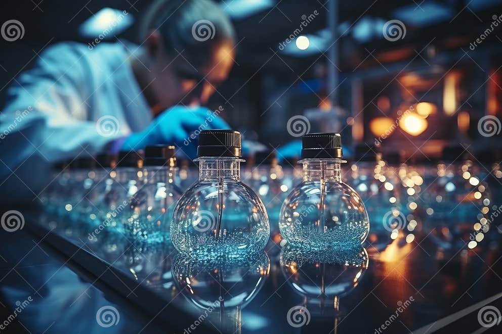 Scientists Conducting Experiments with Beakers and Microscopes in a ...