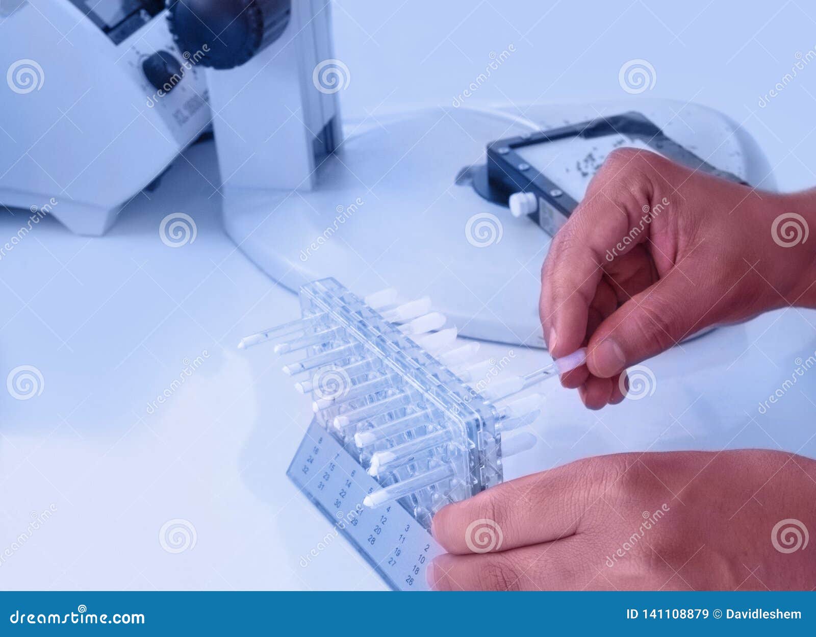 Two Scientists Conducting Tests In Sterile Chamber Stock Photography ...