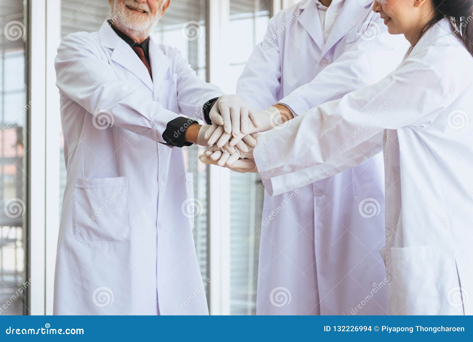 Scientists Coordinate Hands,Group of People Teamwork in Laboratory ...