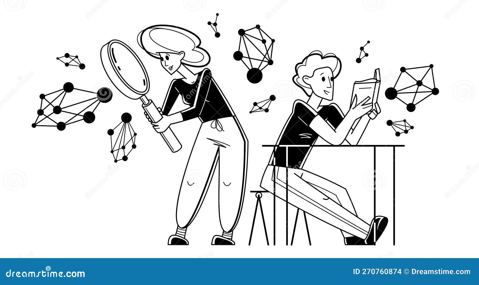 Scientists Discovering Science Molecules and Making Experiments Vector ...