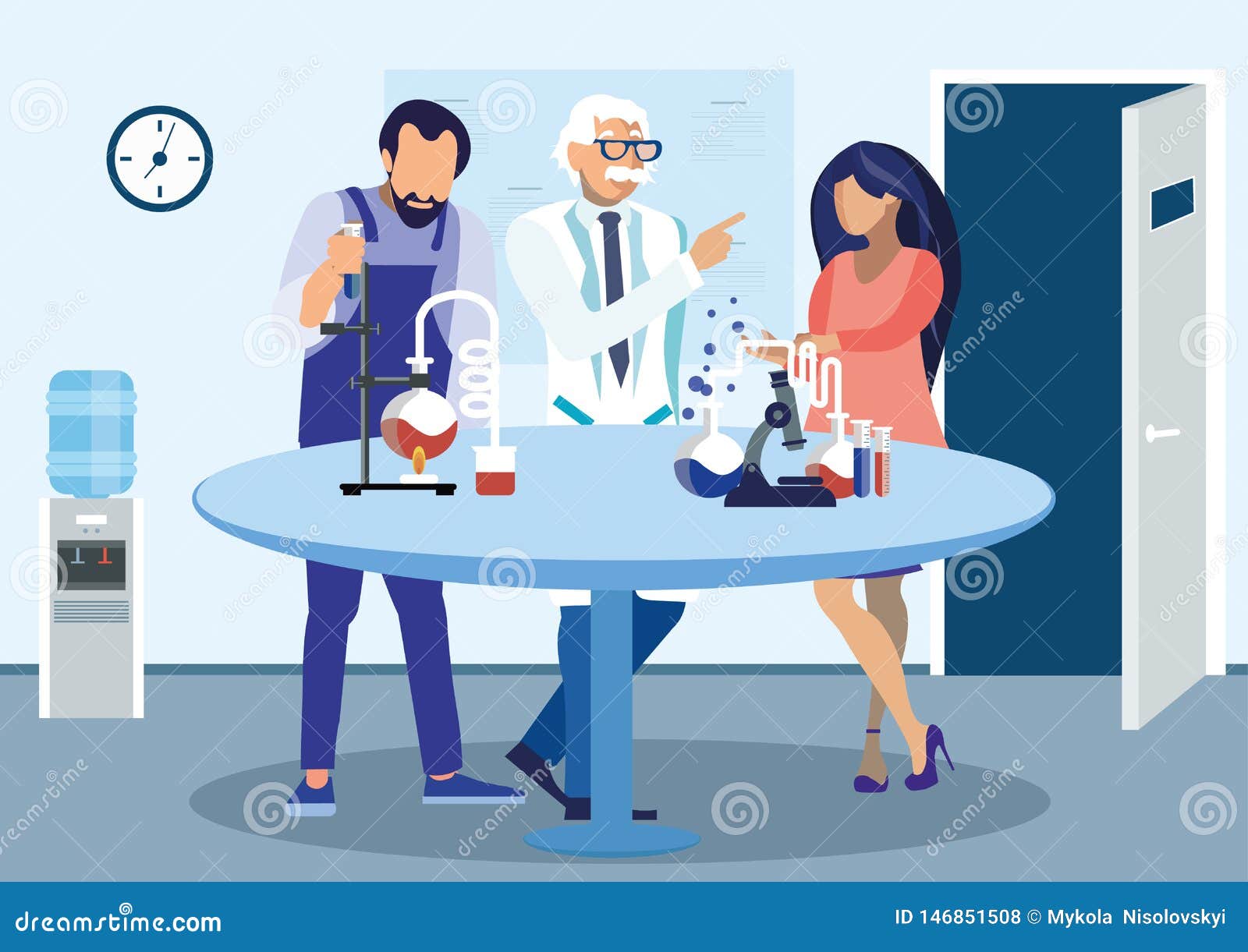 Scientists Discussing Experiment Flat Illustration Stock Vector ...