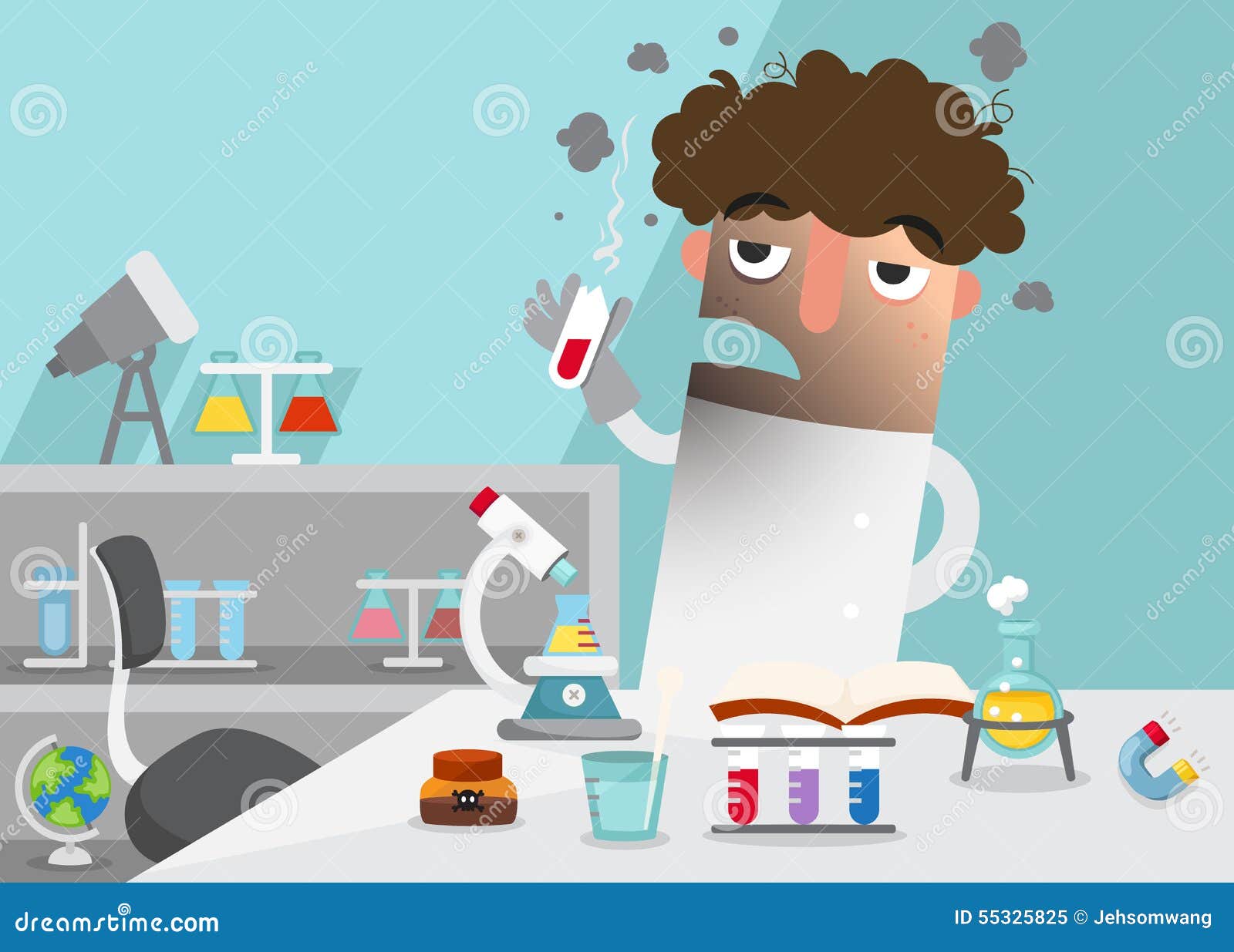 Scientists Doing Experiment Surrounded by Lab Equipment Stock Vector ...