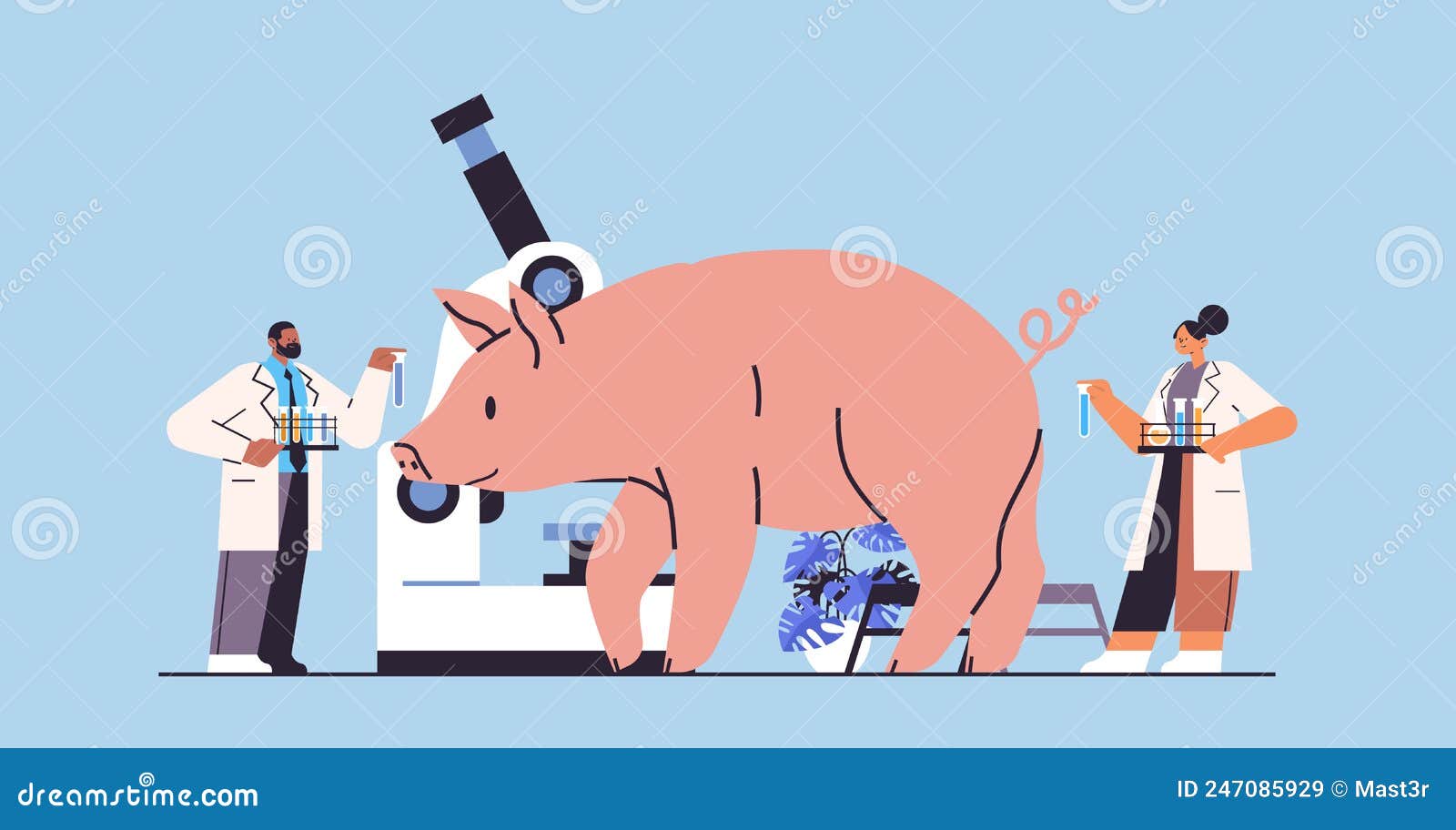 Scientists Doing Experiments in Lab with Animals Veterinary Workers ...
