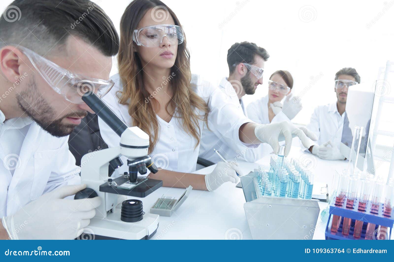 Scientists Examining Green Precipitate In Tube Royalty-Free Stock Image ...