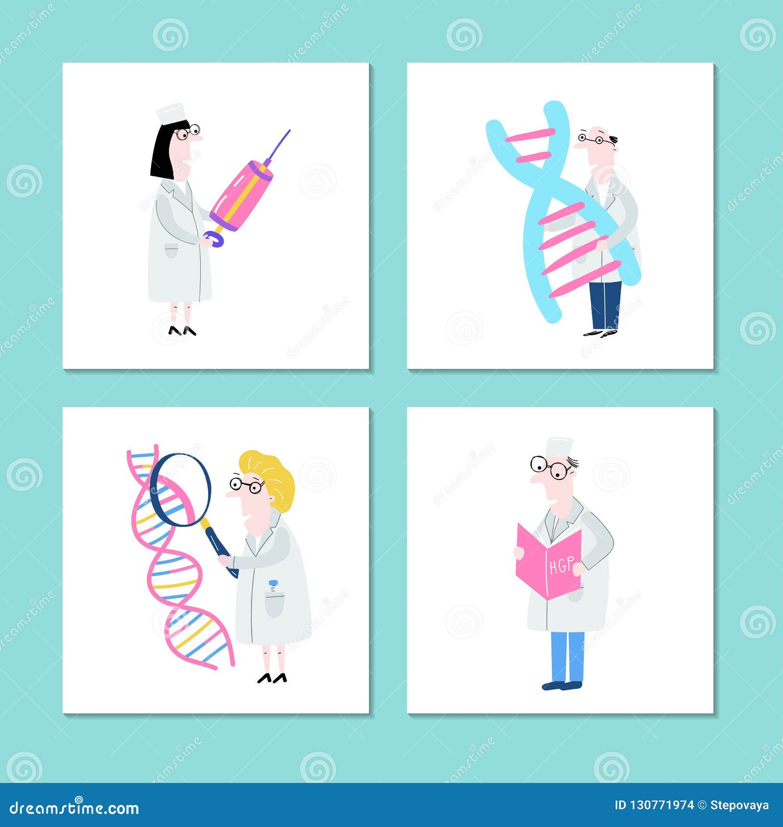 Scientists Exploring DNA Structure. Hand Drawn Genome Sequencing ... Scientists Exploring DNA Structure. Hand Drawn Genome Sequencing ...