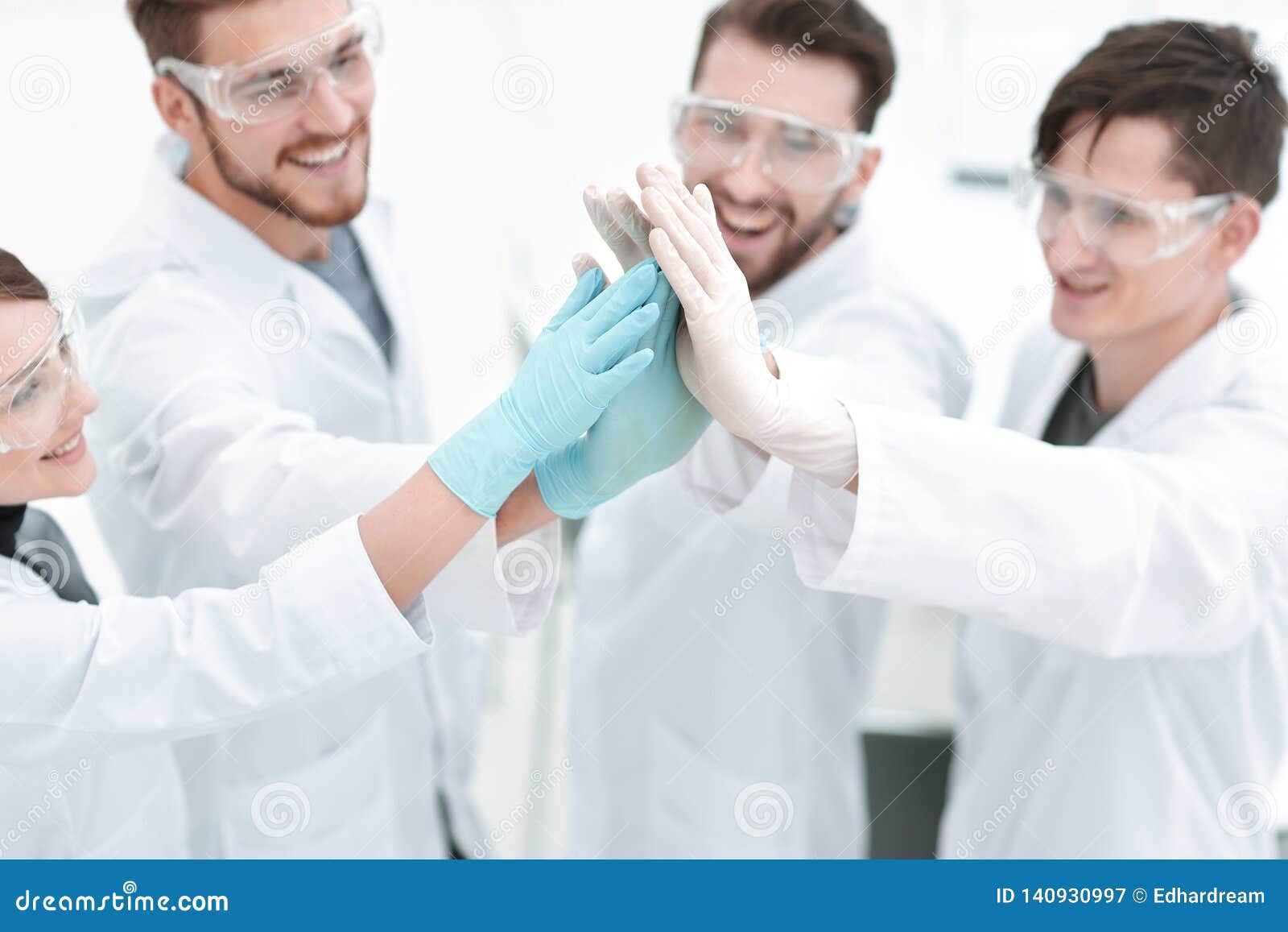 Scientists Giving Each Other a High Five Stock Image - Image of ...