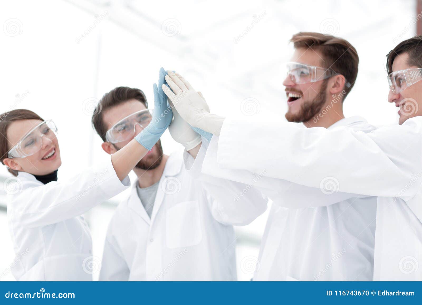 Scientists Giving Each Other a High Five Stock Photo - Image of ...