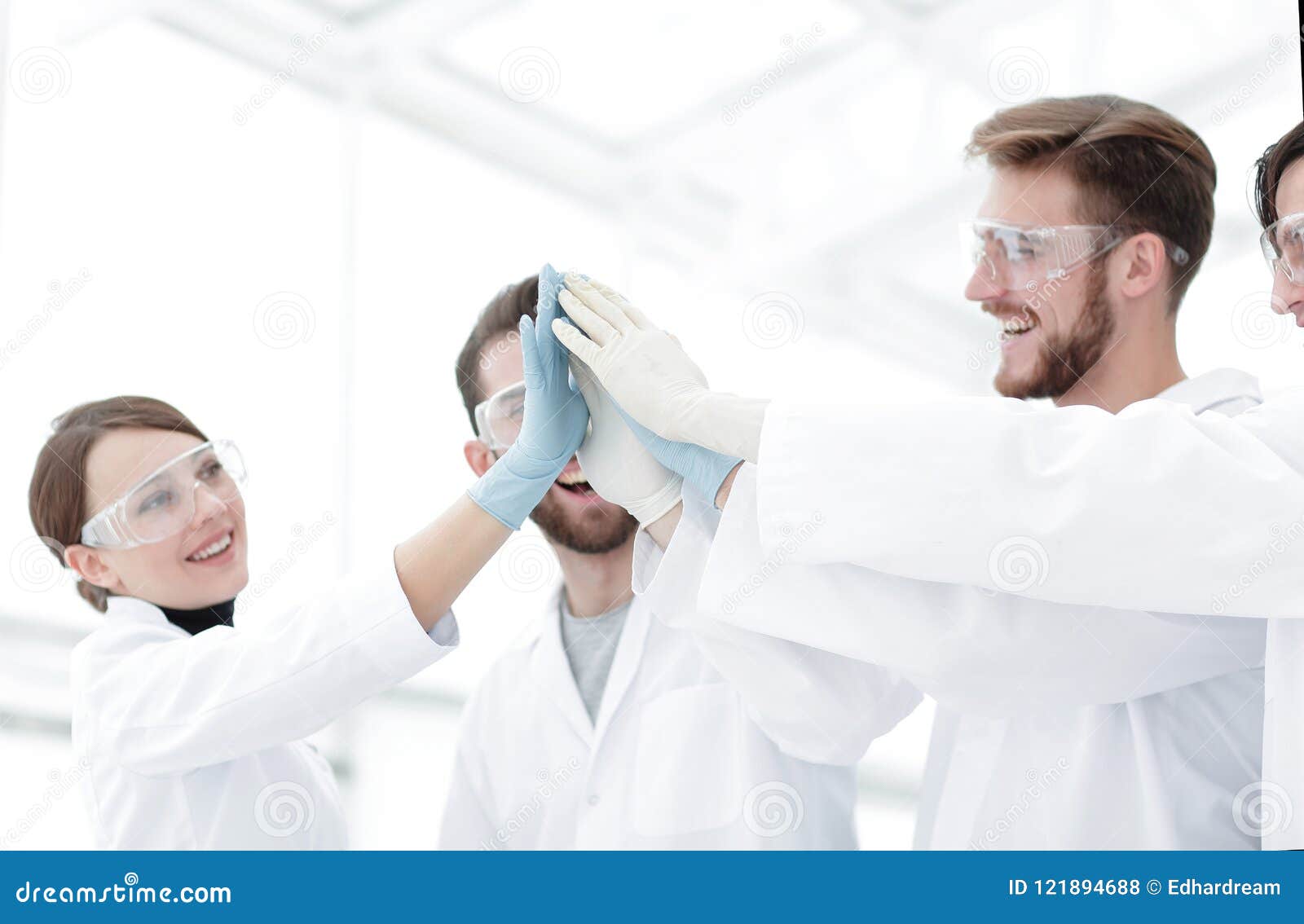 Scientists Giving Each Other a High Five Stock Photo - Image of ...