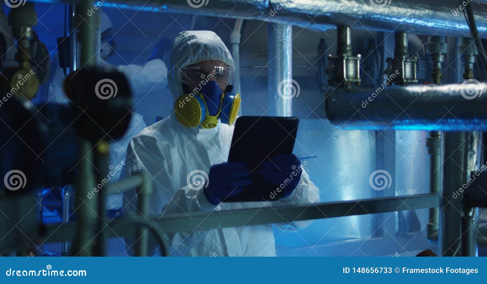 Scientists in Hazmat Suit Conducting Maintenance Stock Image - Image of ...