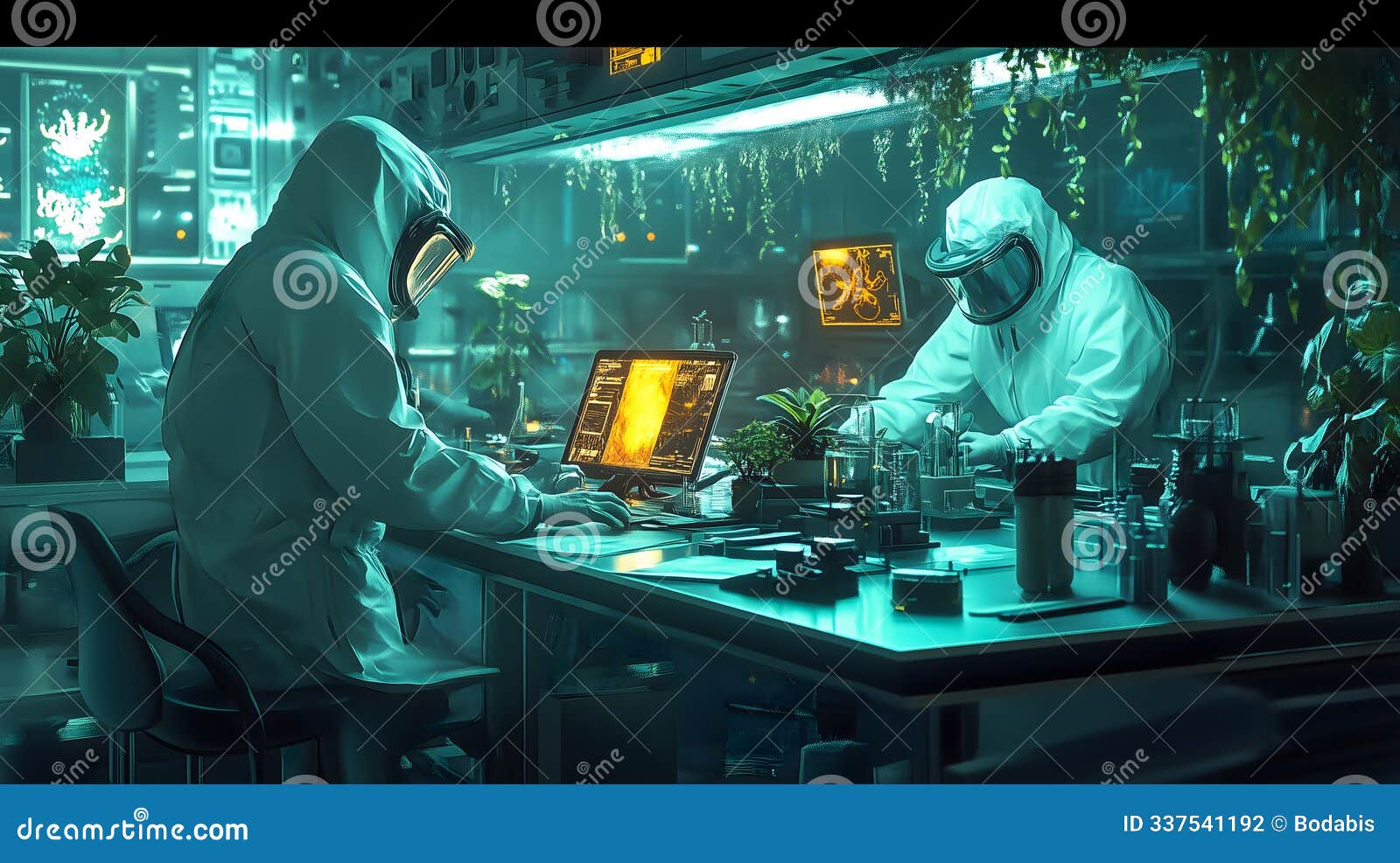Scientists In High-Tech Biohazard Laboratory Stock Photography ...