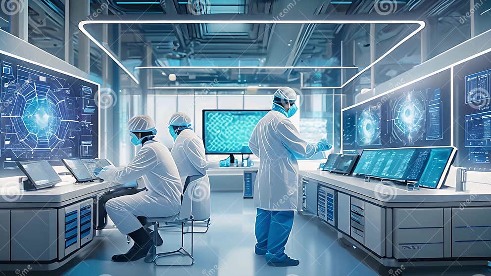 Scientists in Hightech Lab Use Advanced Systems and Technology To Analyze Data Stock Image ...