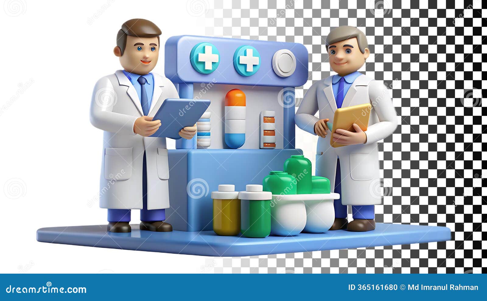 Scientists In Lab Coats Work At Lab Benches In A Modern, Sterile ...