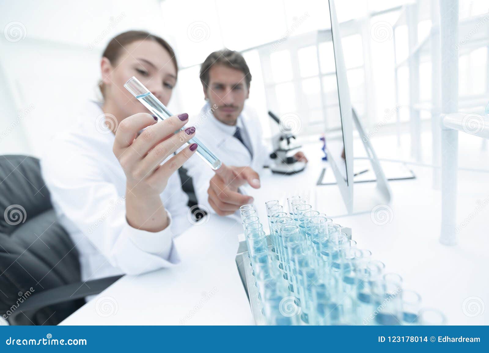 Biological Laboratory Worker in the Background Stock Photo - Image of ...