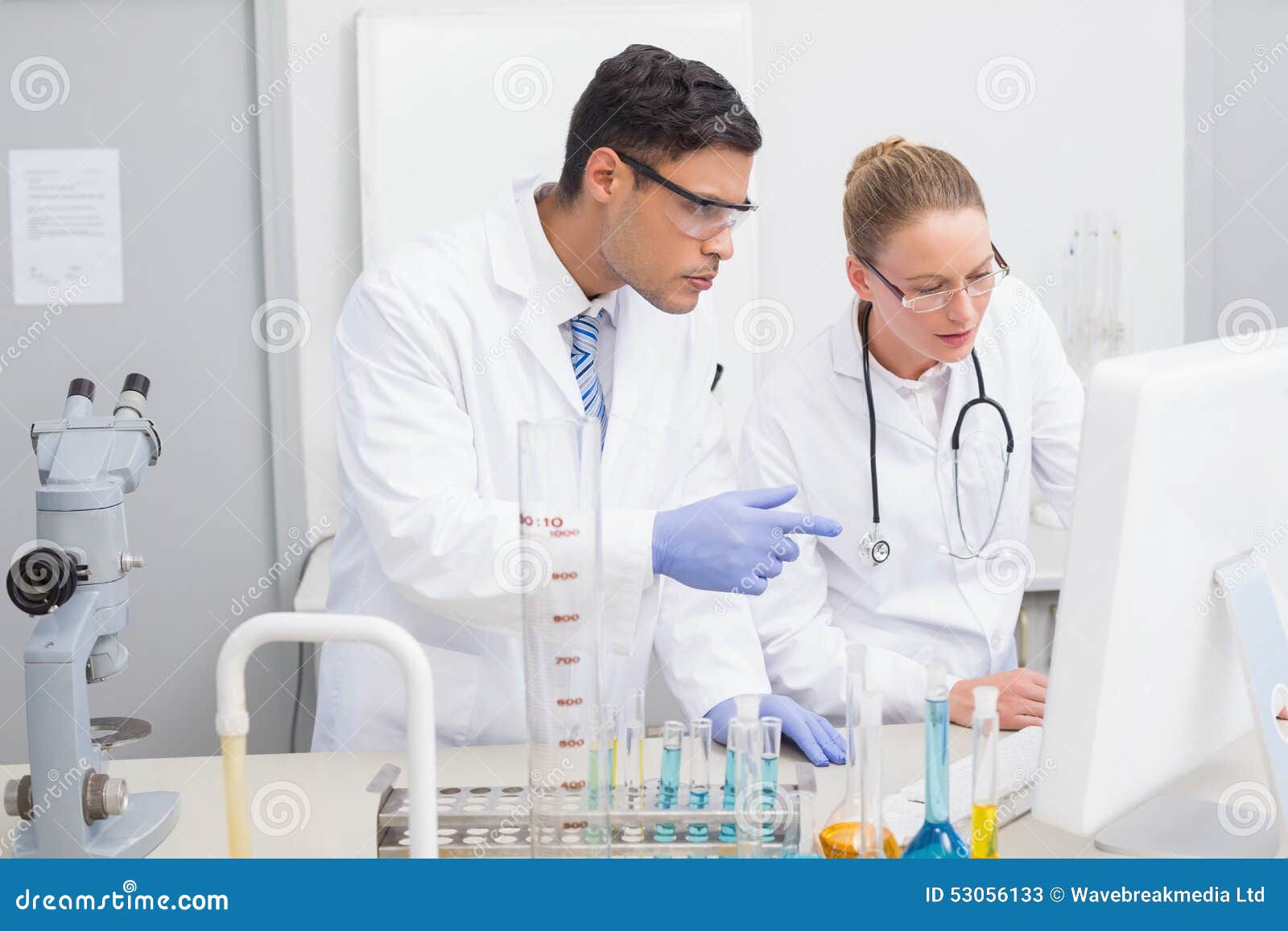 Scientists Looking at Computer Stock Image - Image of partners ...