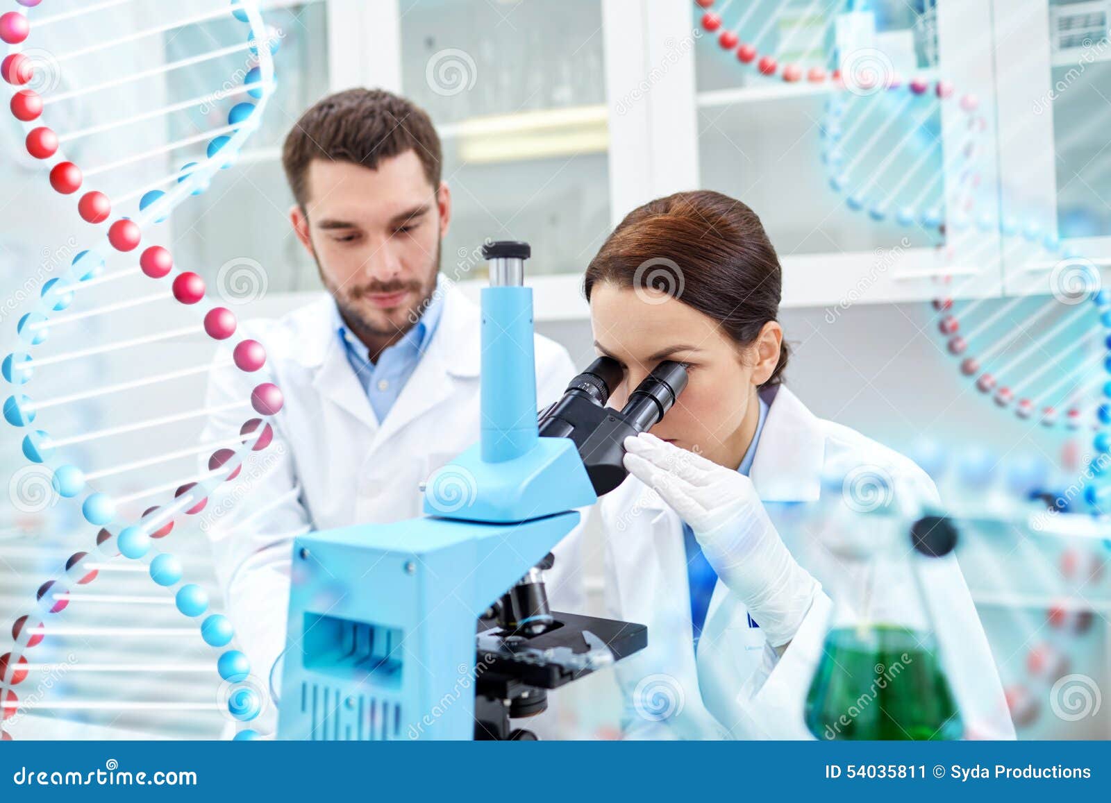 Scientists With Microscope Making Test In Lab Royalty-Free Stock Photo ...