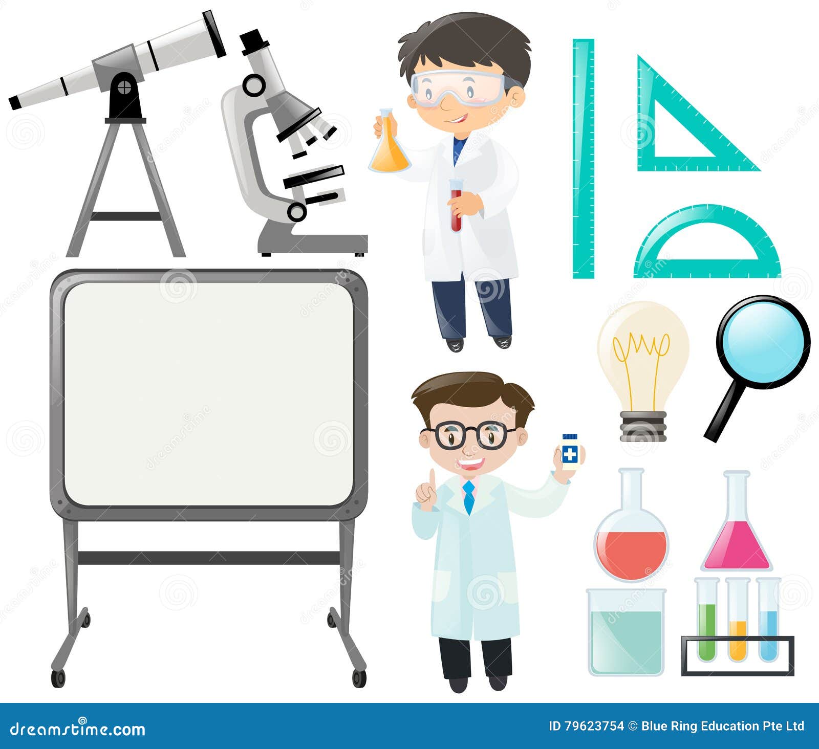Scientists And Other Science Equipment Set Stock Vector - Illustration ...