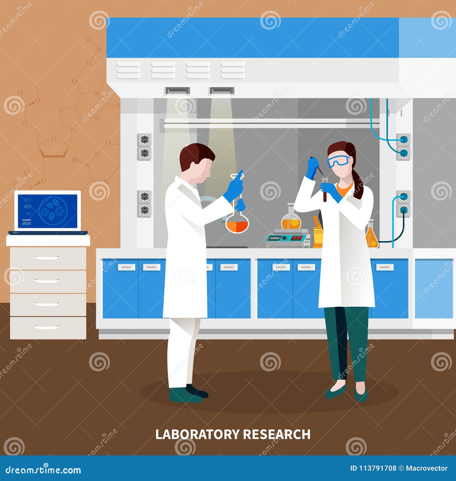 Scientists In Lab. People In White Coat, Chemical Researchers With ...