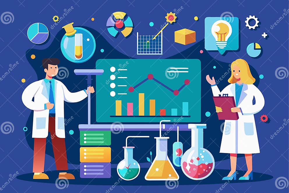 Scientists Present Findings on a Digital Screen while Surrounded by ...