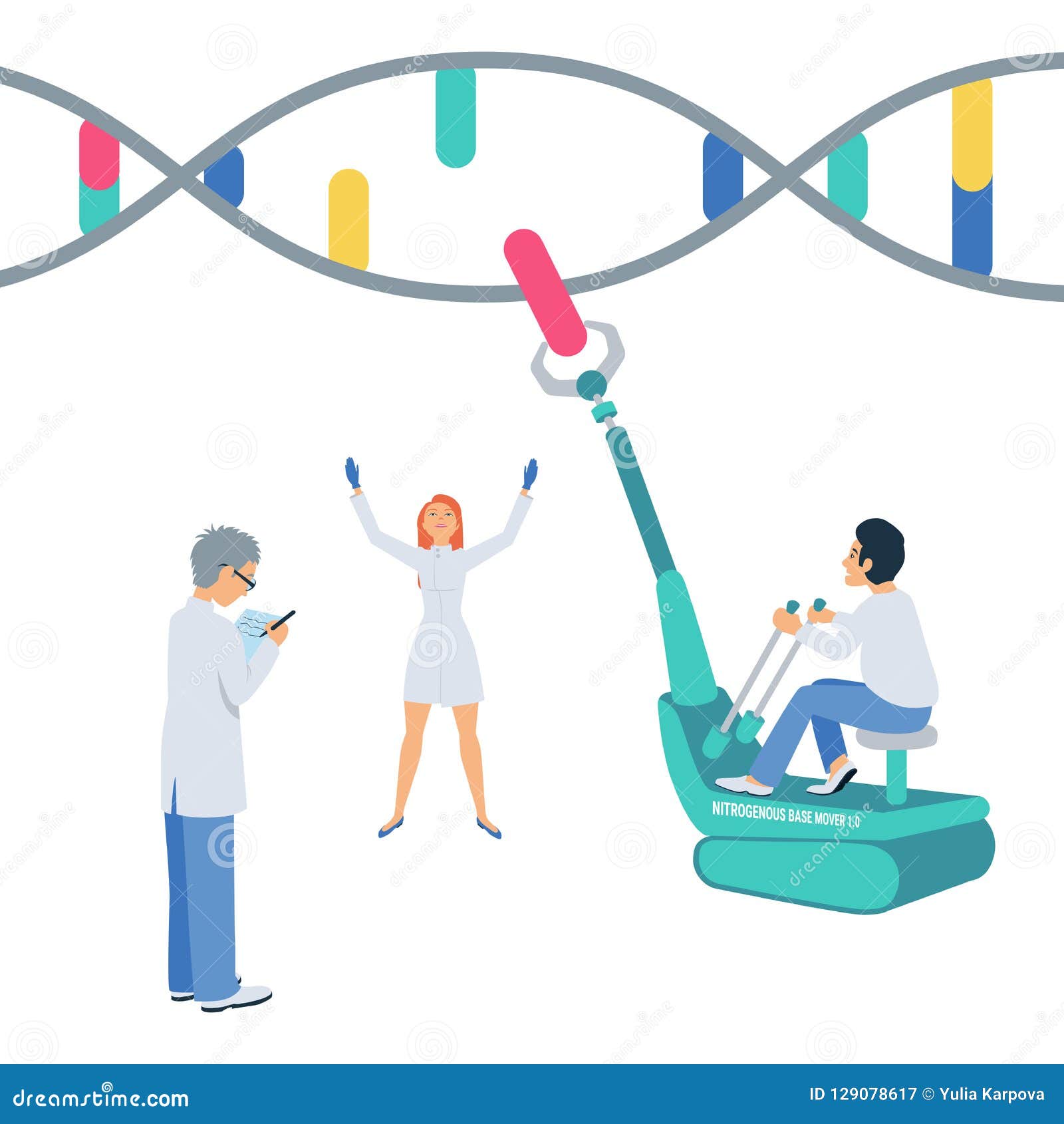Scientists Recreate Human Genome. Concept Illustration. Stock Vector ...
