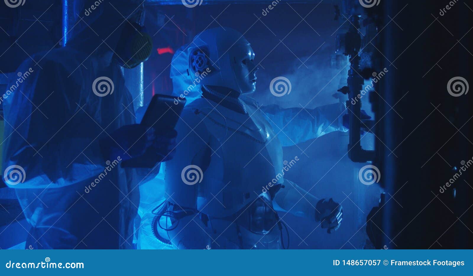 Scientists and Robot Conducting Maintenance Work Stock Image - Image of ...
