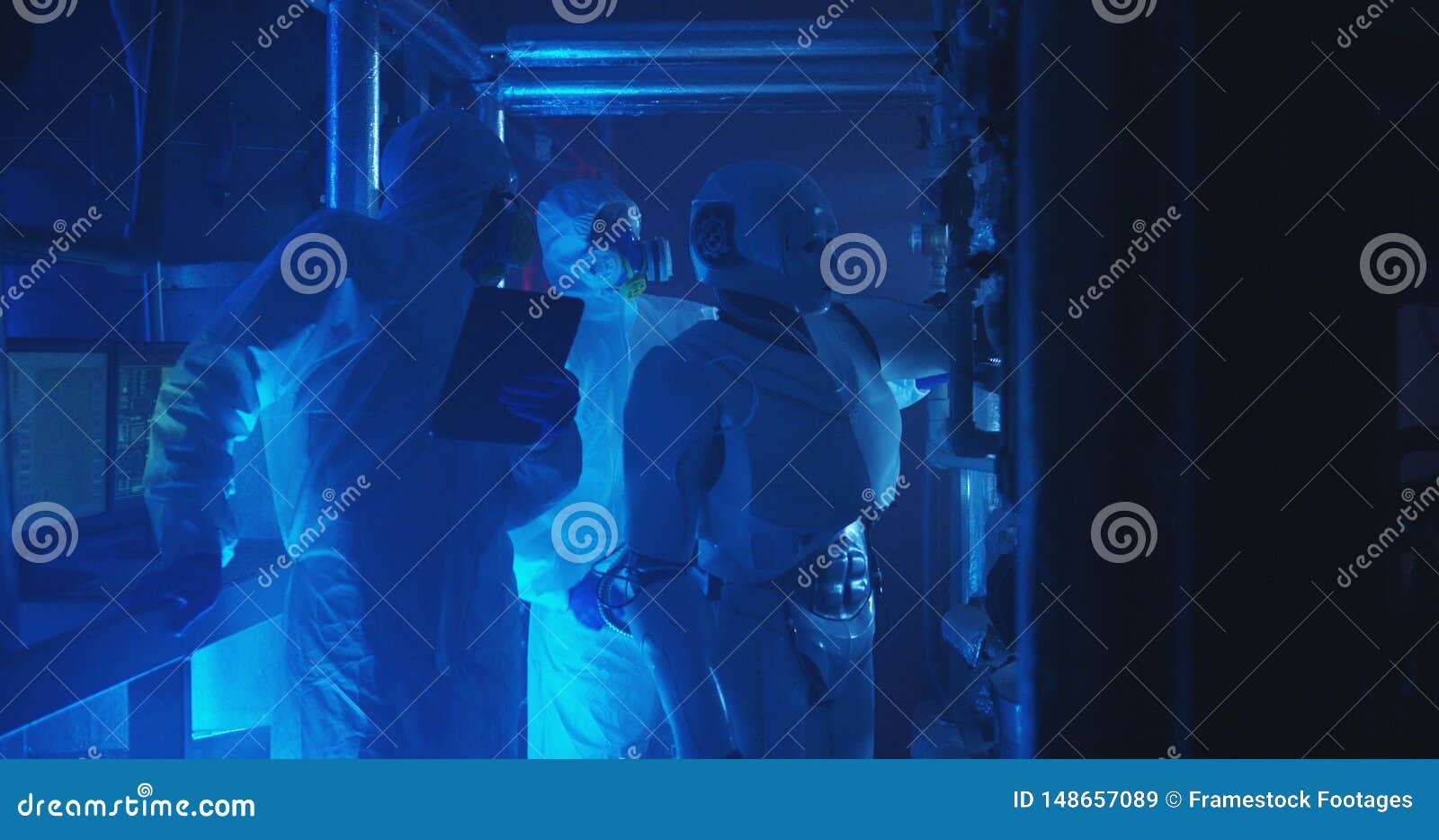 Scientists and Robot Conducting Maintenance Work Stock Image - Image of ...