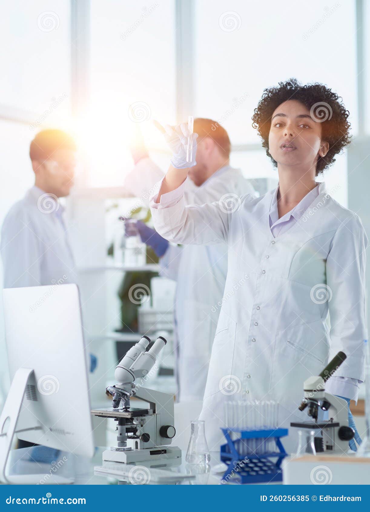 Smiling Scientists Looking at Camera Arms Crossed in Laboratory Stock ...