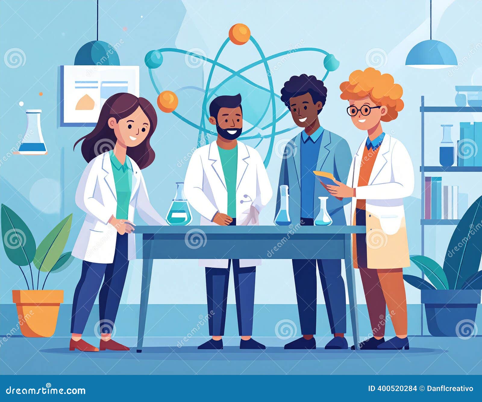 Stylized Atom Model With Spinning Electrons For Educational Themes In Quantum Physics Royalty ...