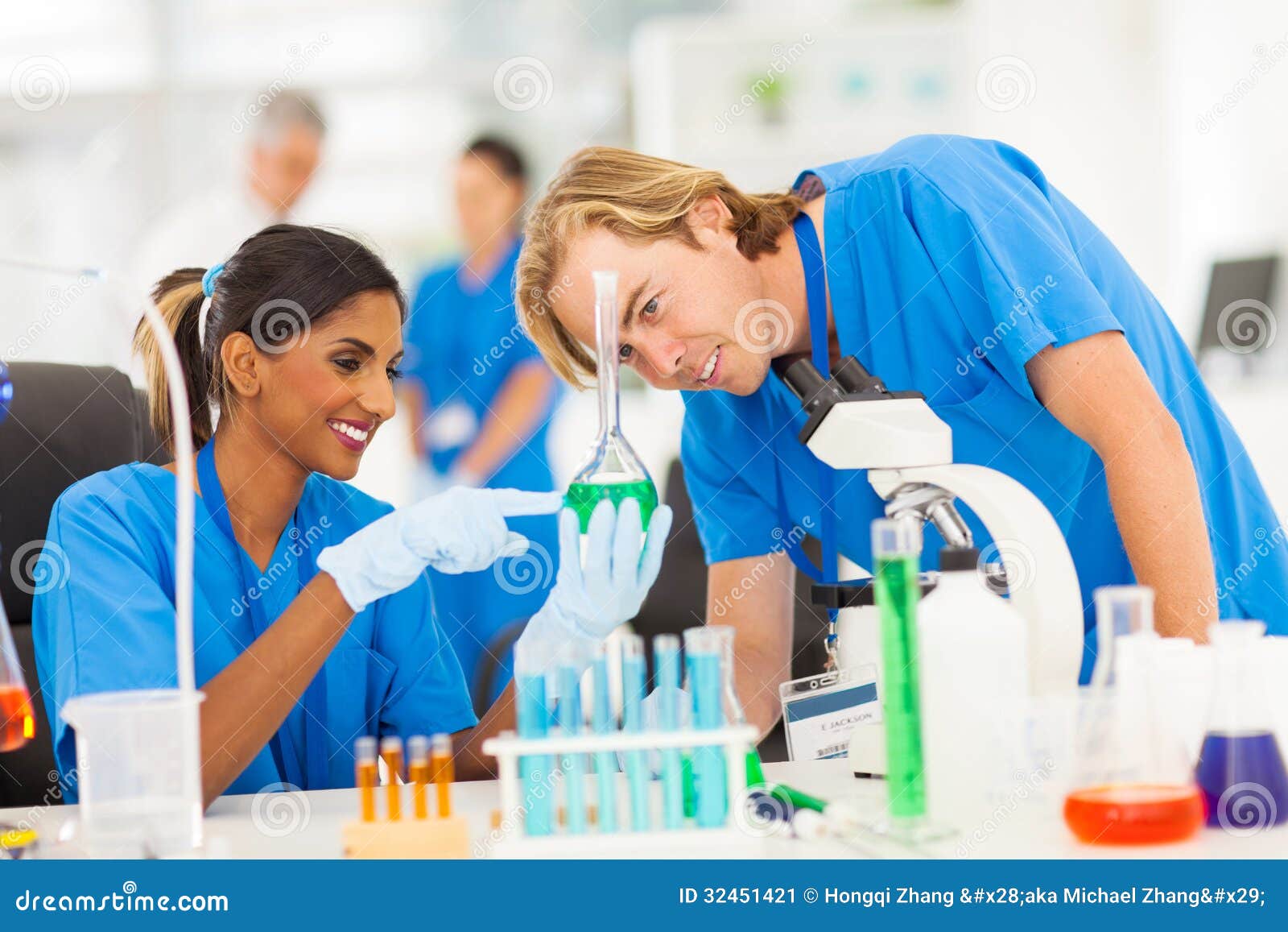 Scientists Studying Substances Stock Image - Image of microscope ...
