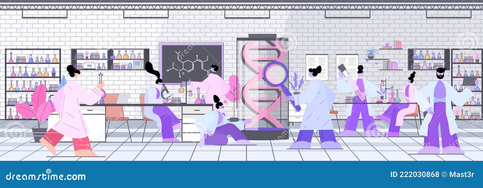 Scientists Team Working with DNA Researchers Making Experiment in Lab ...