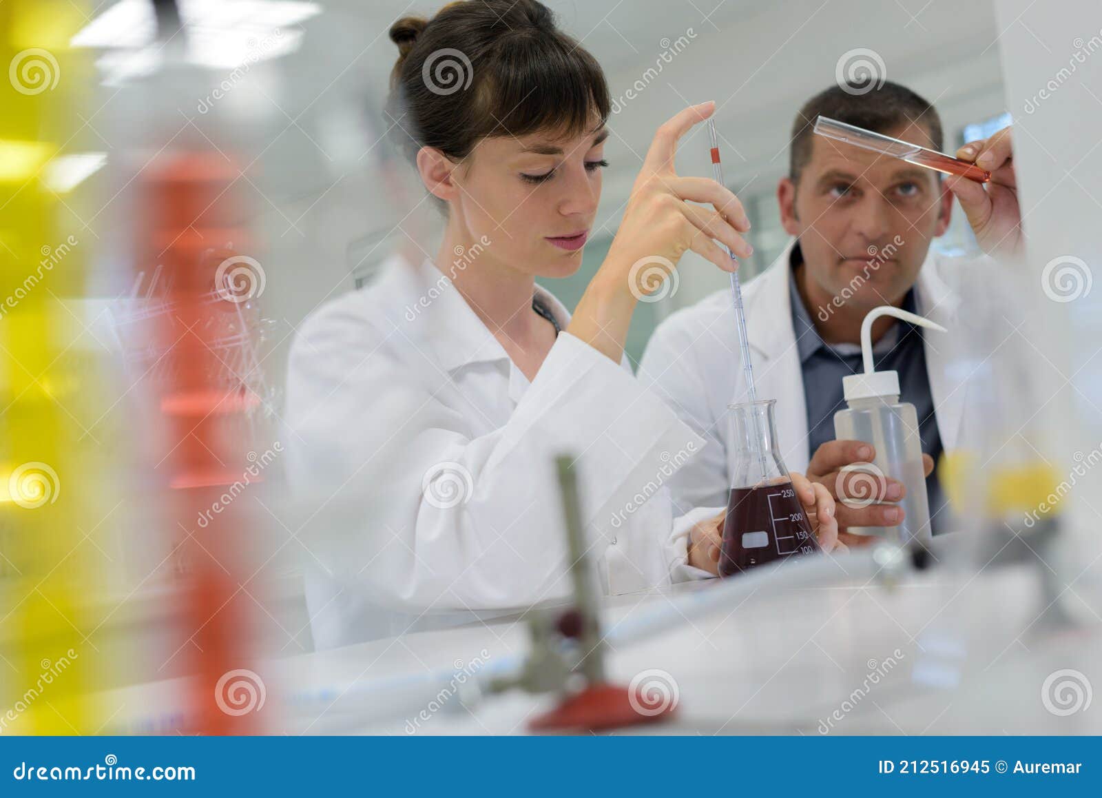 Scientists Team Working in Laboratory Stock Image - Image of girl ...