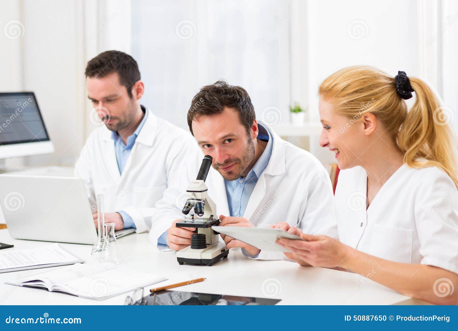 Scientists Team Working Together at the Laboratory Stock Photo - Image ...