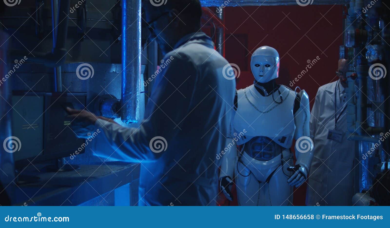 Scientists Testing Humanoid Robot Stock Photo - Image of examining ...