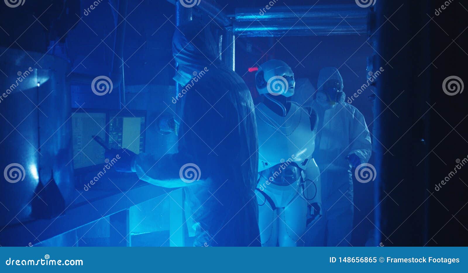 Scientists Testing Humanoid Robot Stock Image - Image of success, male ...