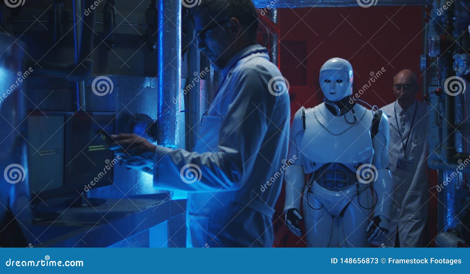 Scientists Testing Humanoid Robot Stock Image - Image of computer ...