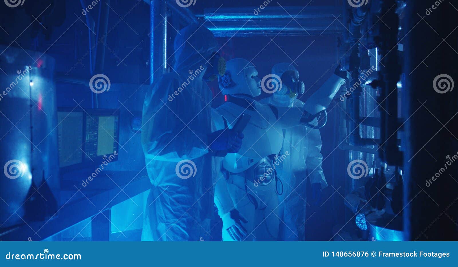 Scientists Testing Humanoid Robot Stock Photo - Image of corridor ...