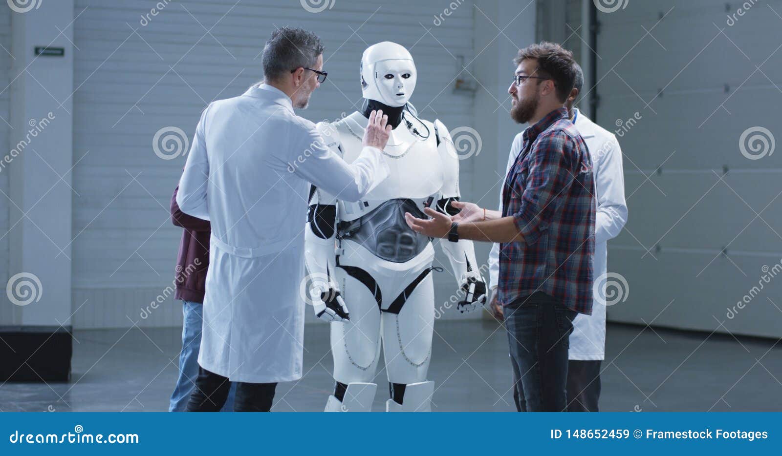 Scientists Testing a Humanoid Robots Hand Movement Stock Image - Image ...