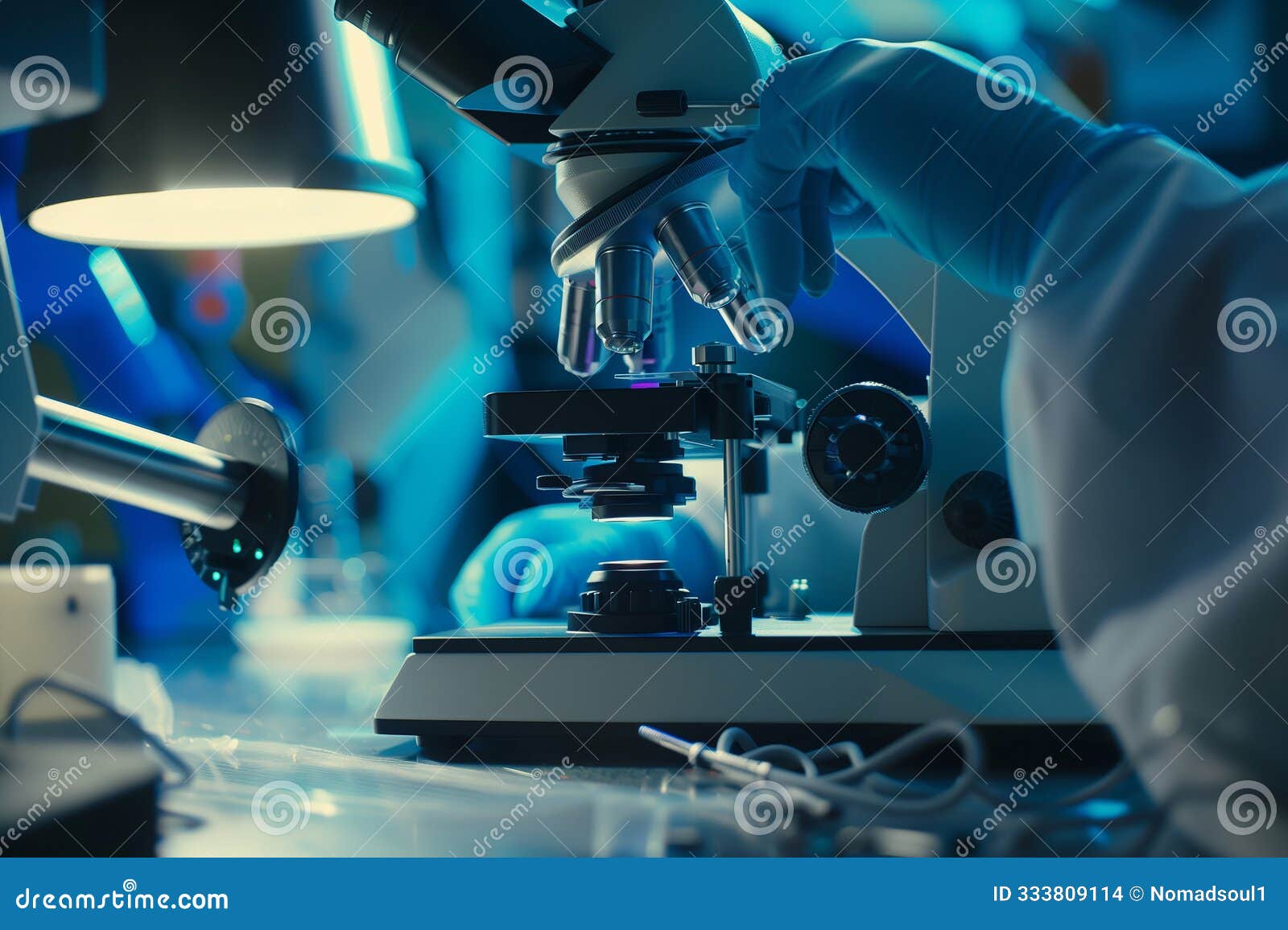 Scientists Testing Samples Using Microscopes in a Data Center ...