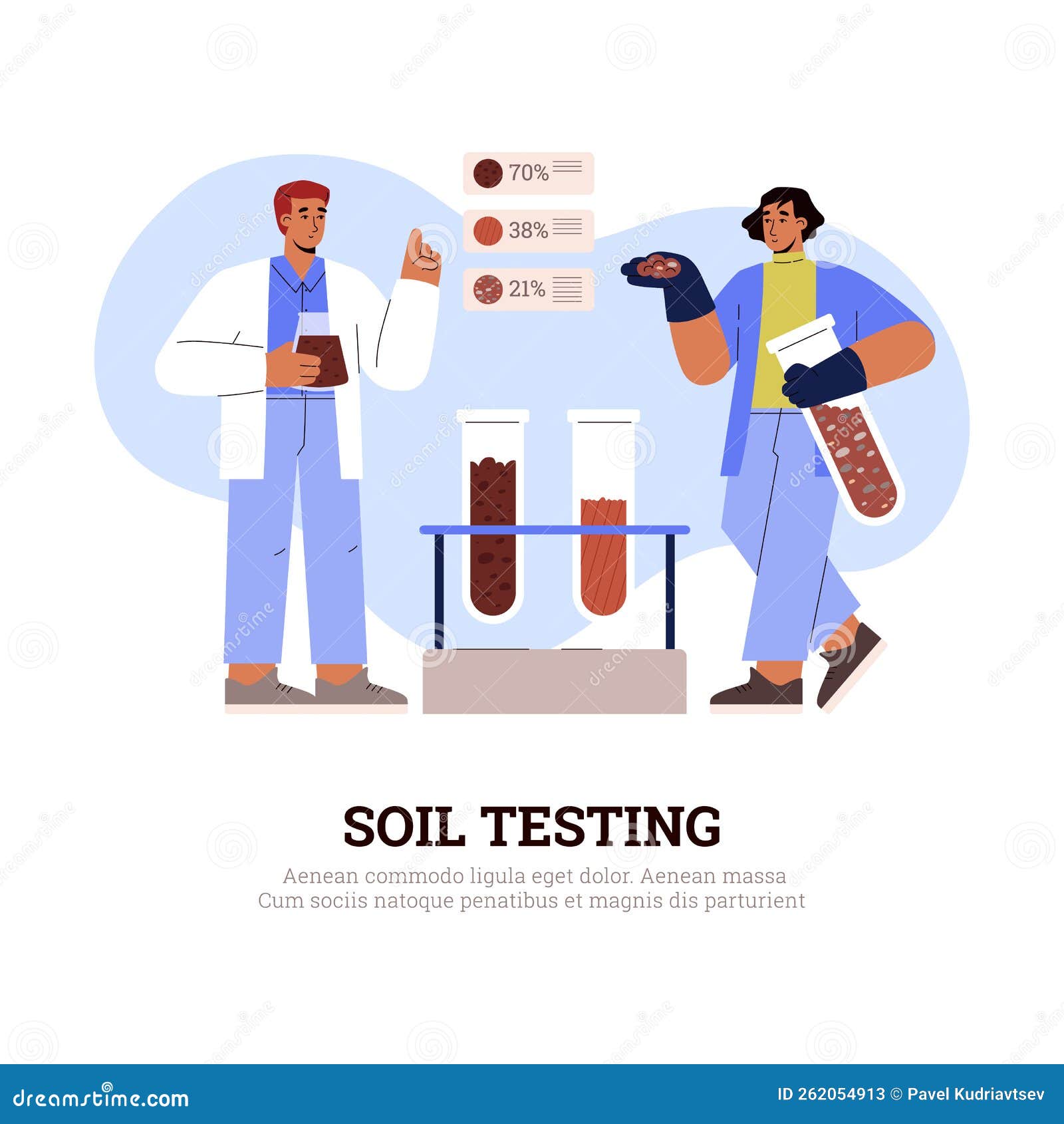 Scientists Testing Soil Samples in Flasks, Flat Vector Illustration ...