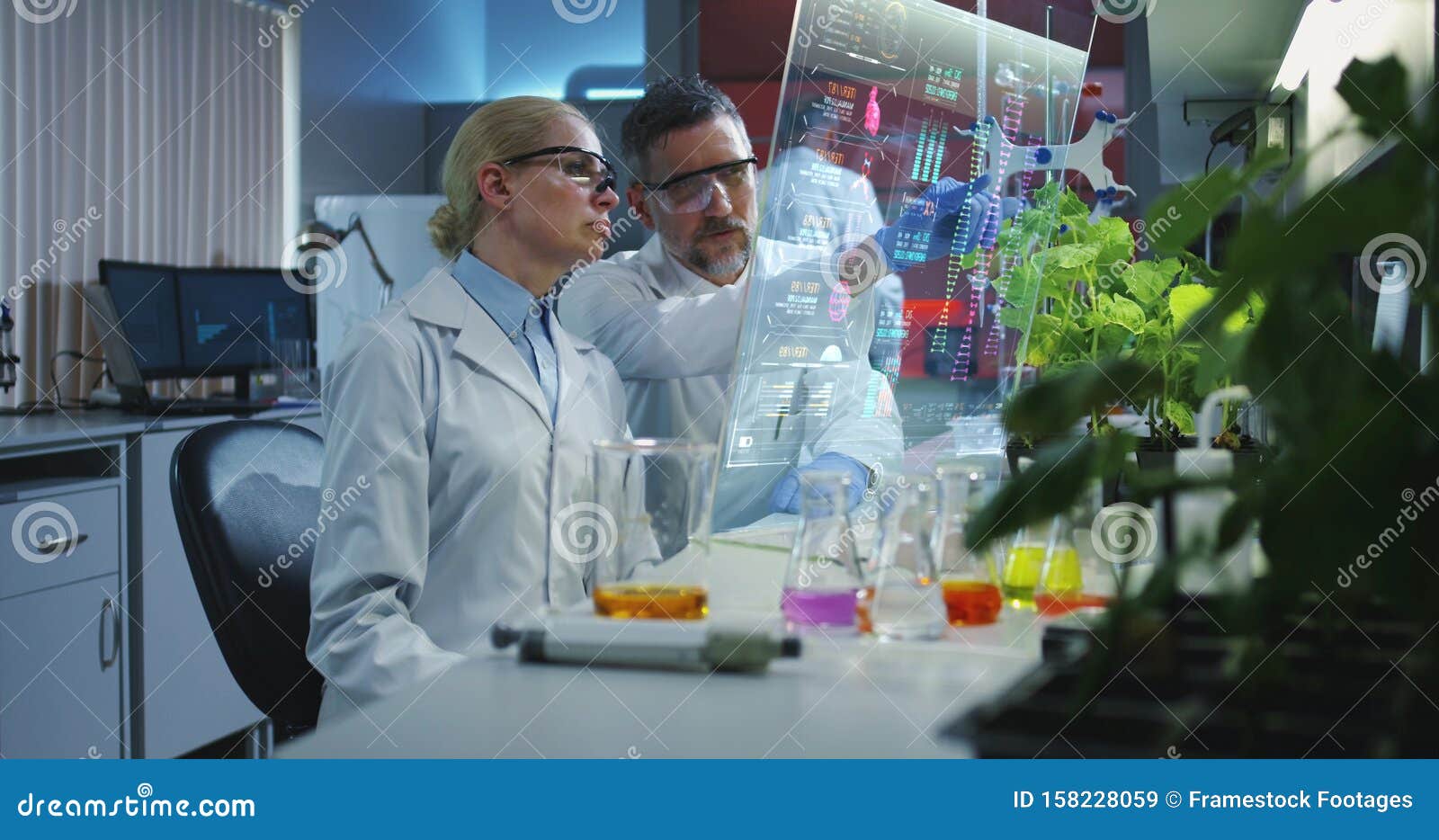 Scientists Using a Holographic Display Screen Stock Image - Image of ...