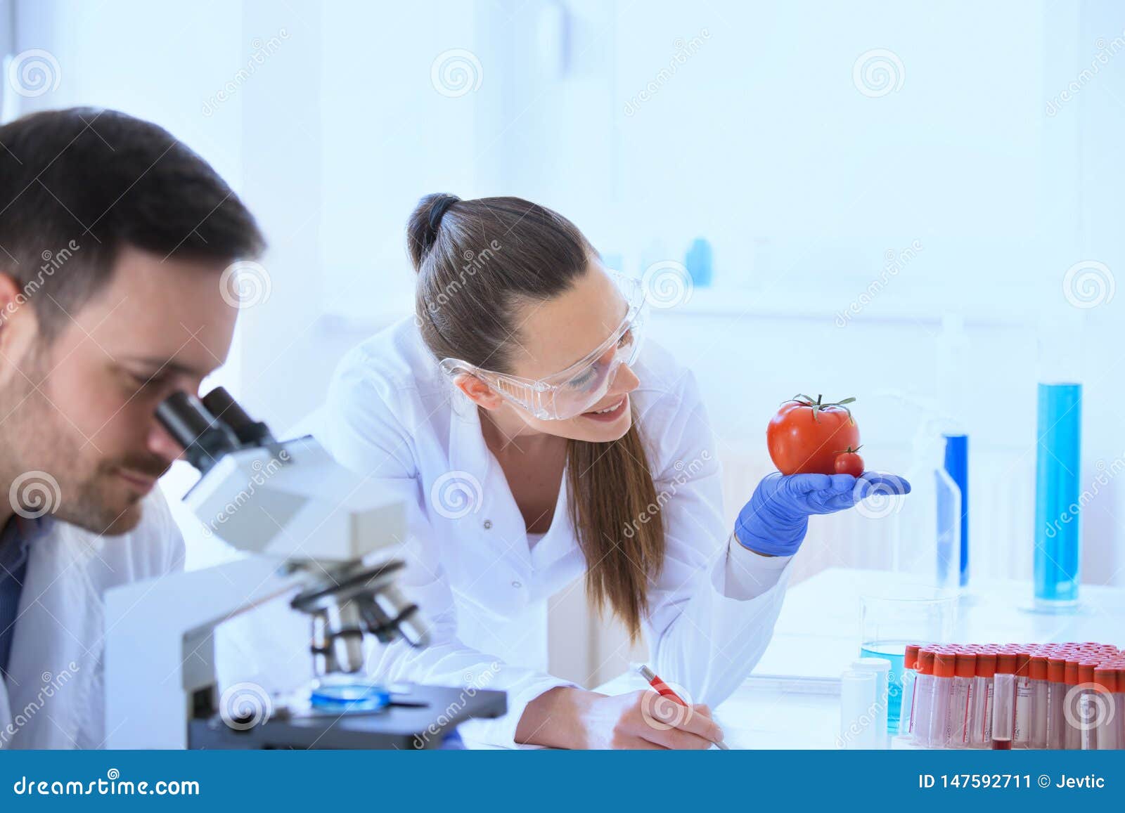 Scientists with Vegetables in Laboratory Stock Image - Image of fresh ...
