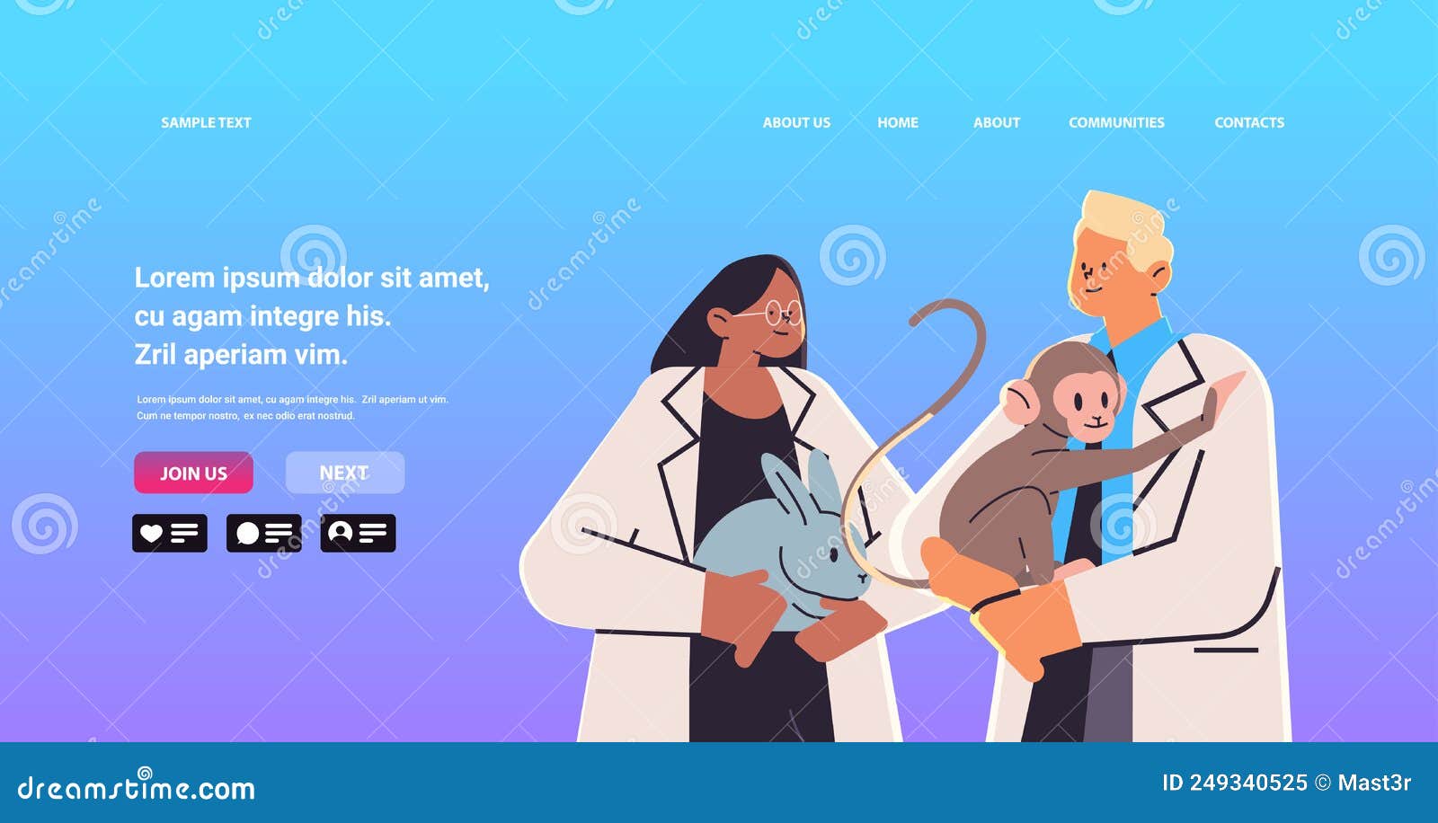 Scientists Or Veterinary Workers Team Doing Experiments In Lab With ...