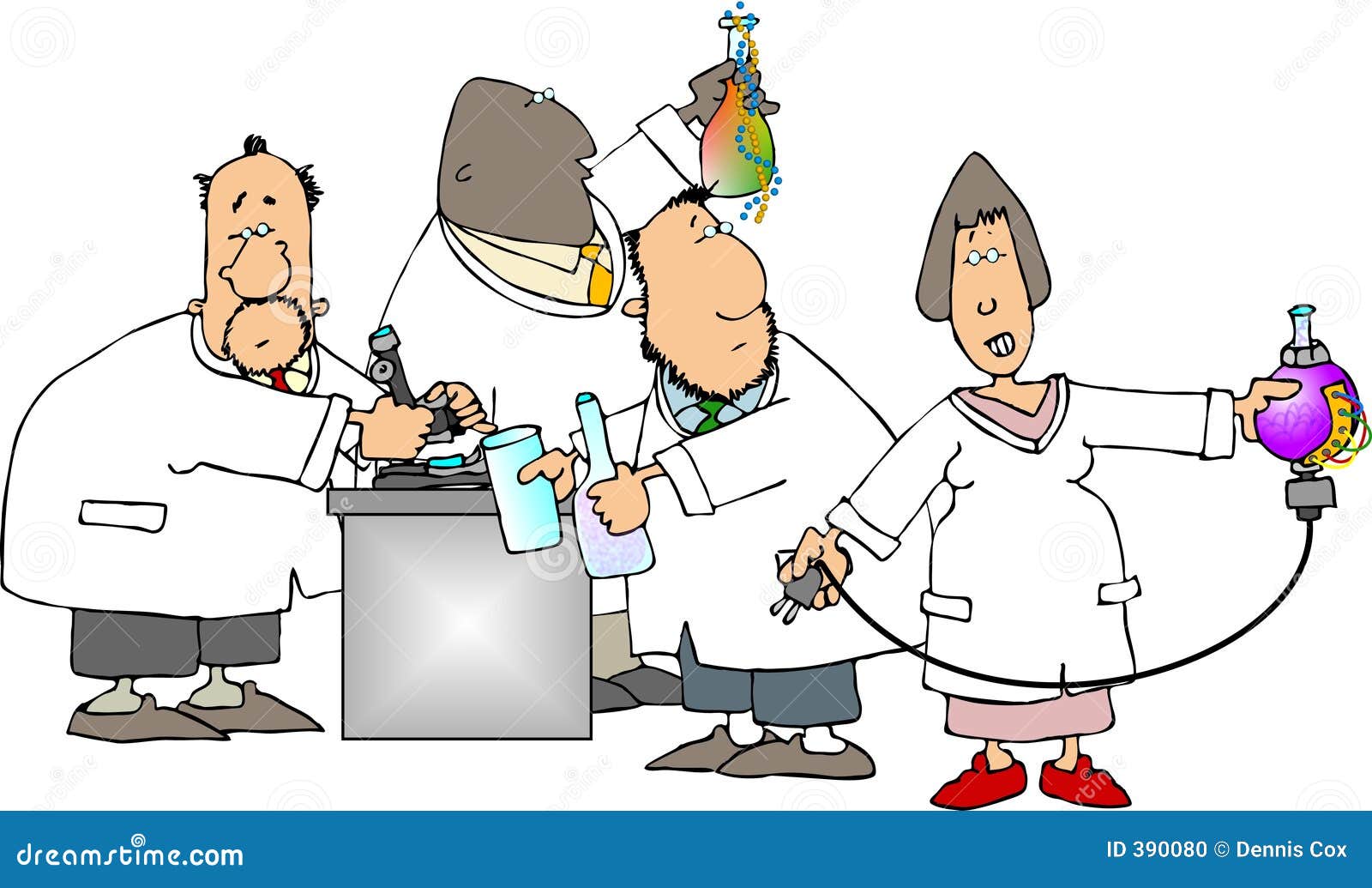 Scientists at work stock illustration. Illustration of female - 390080