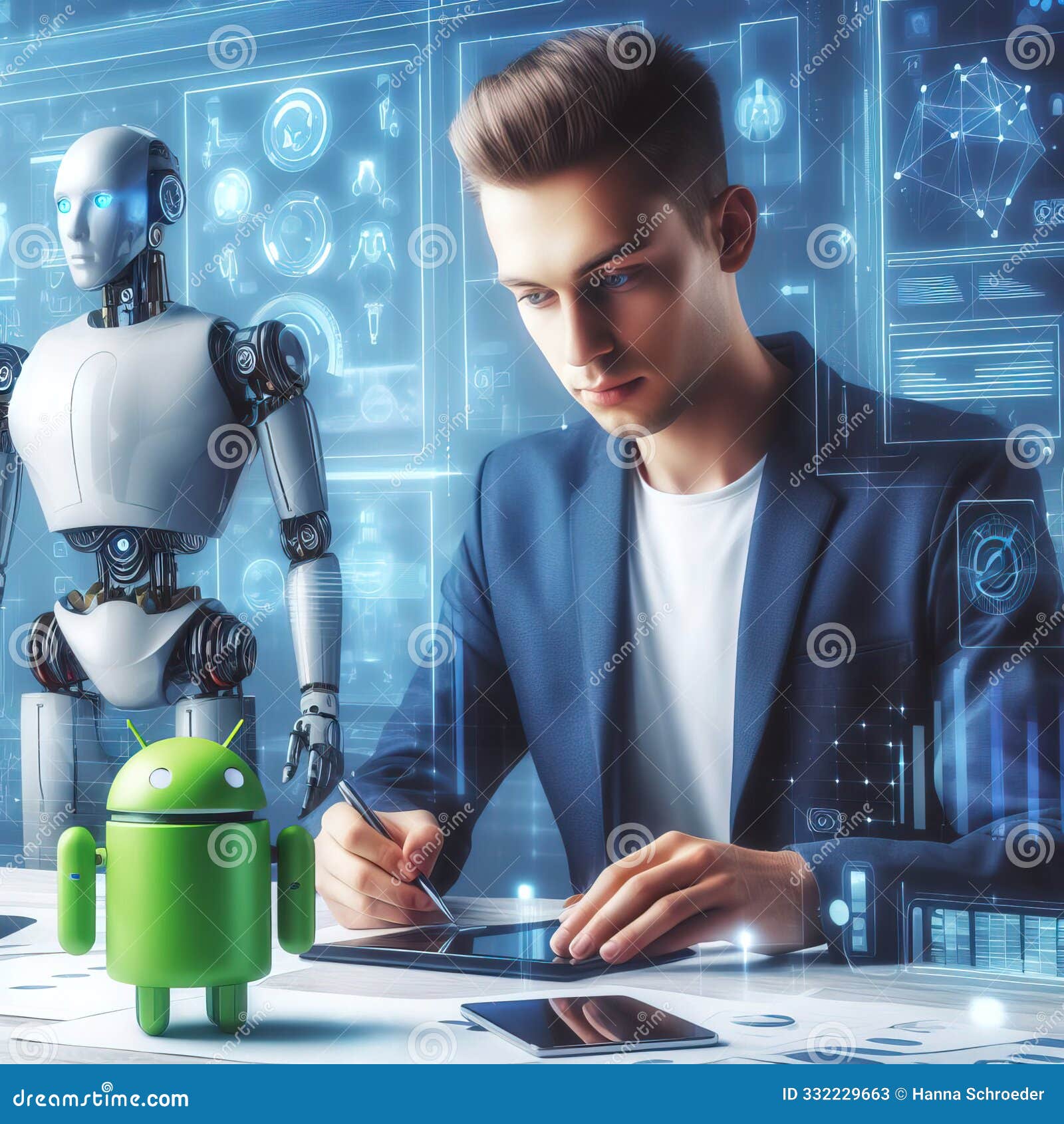 Scientists Work in the Laboratory To Create New Types of Android Robots ...