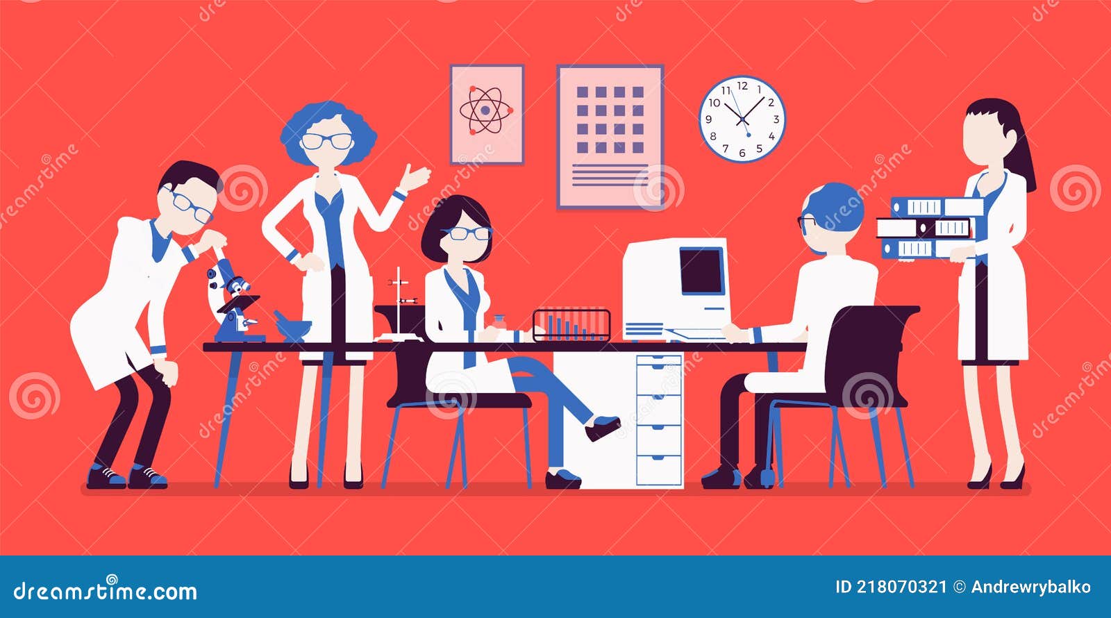 Scientists at work stock vector. Illustration of professor - 218070321